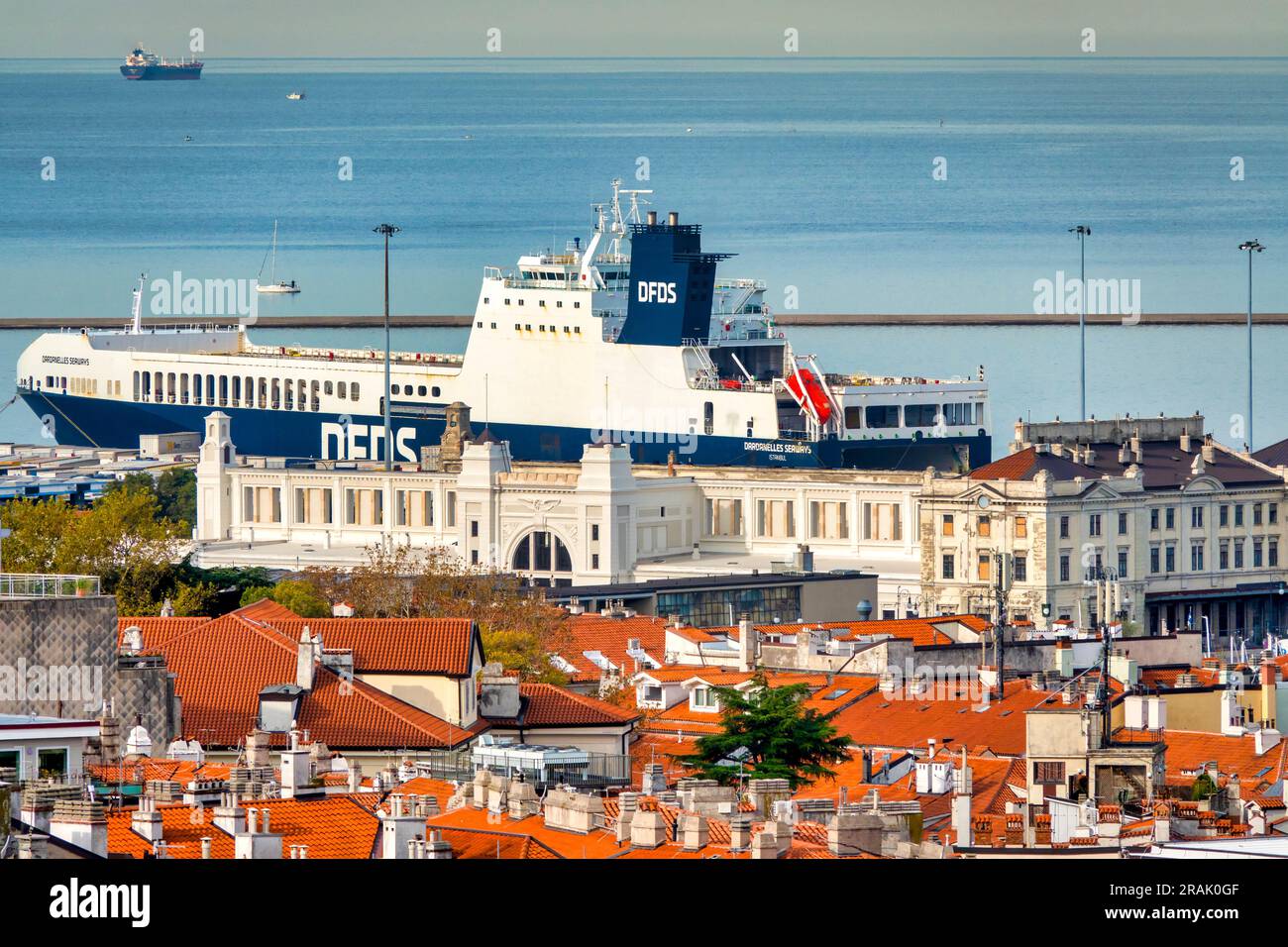 View of the Porto Vecchio and surrounding rooftops, Trieste, Italy ...