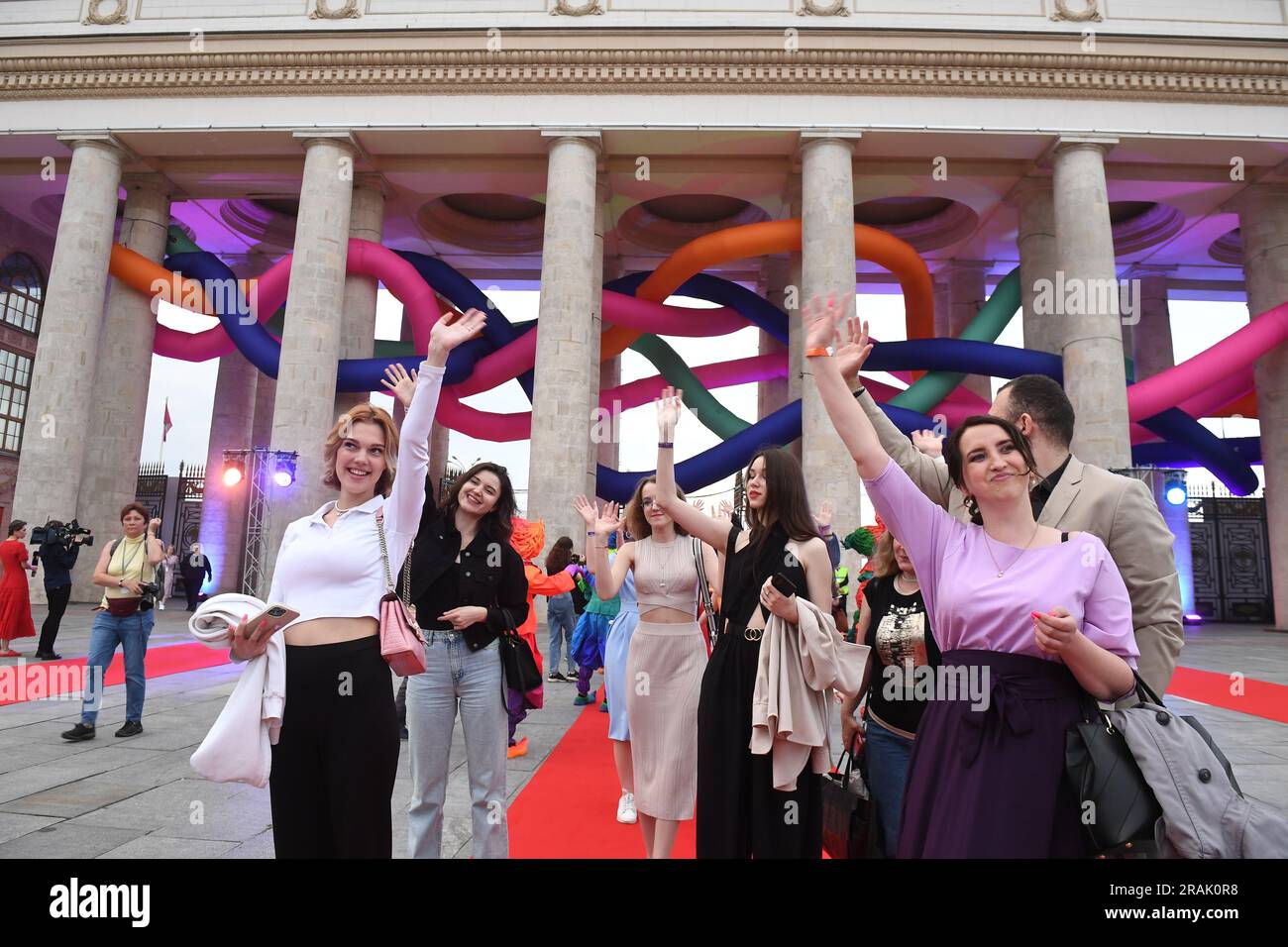 Moscow. Graduates at the citywide school graduation in Gorky Park Stock ...