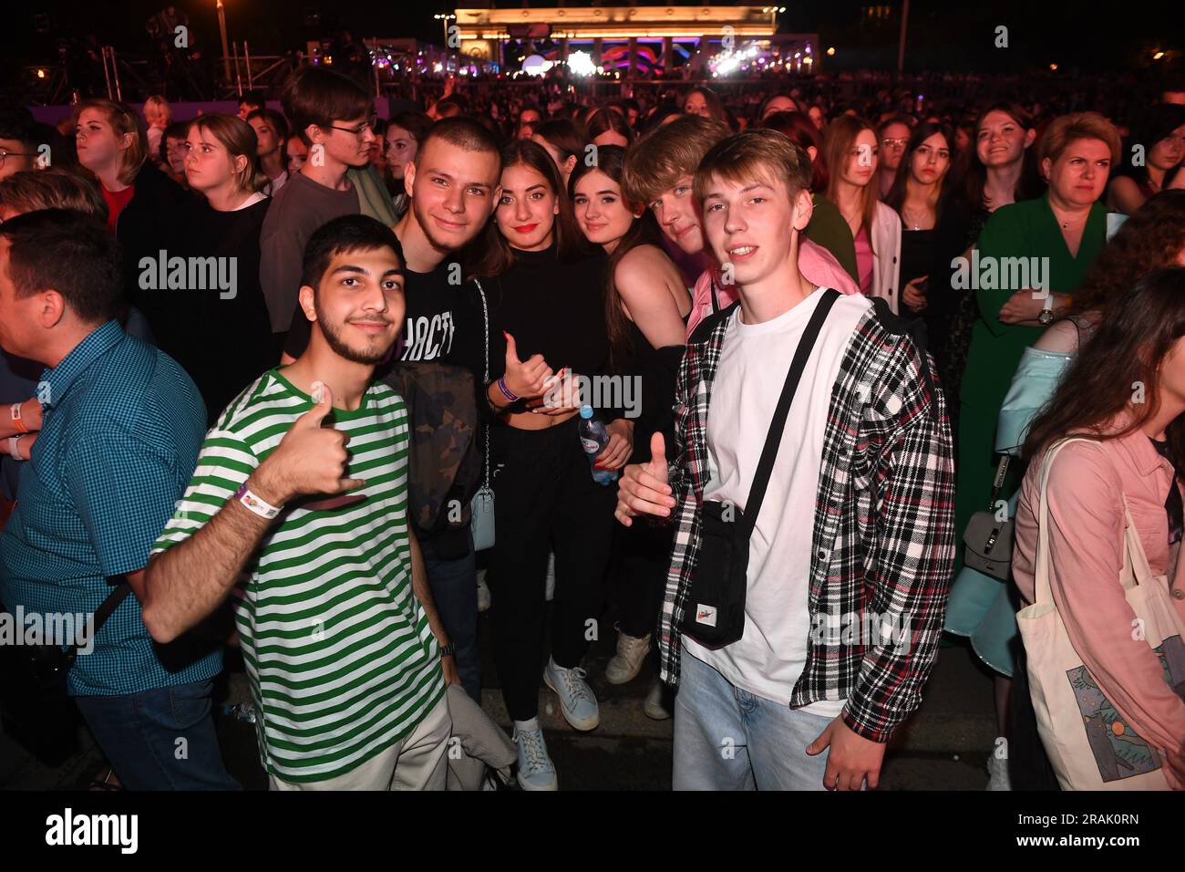 Moscow. Graduates at the citywide school graduation in Gorky Park Stock ...