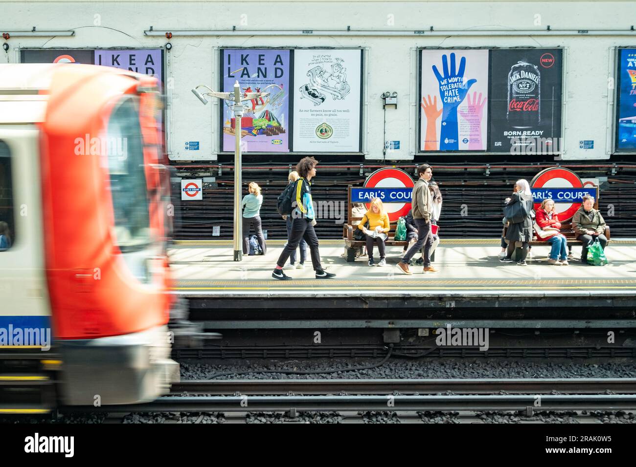 London- June 2023: Passengers waiting for a London Underground train at ...
