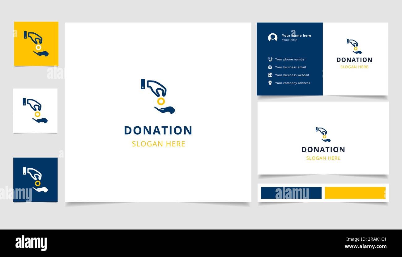 Donation logo design with editable slogan. Branding book and business ...