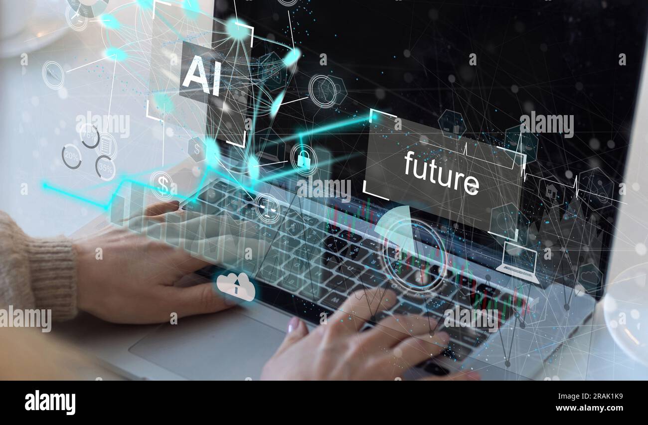 Technology and people concept man use AI to help work, AI Learning and ...