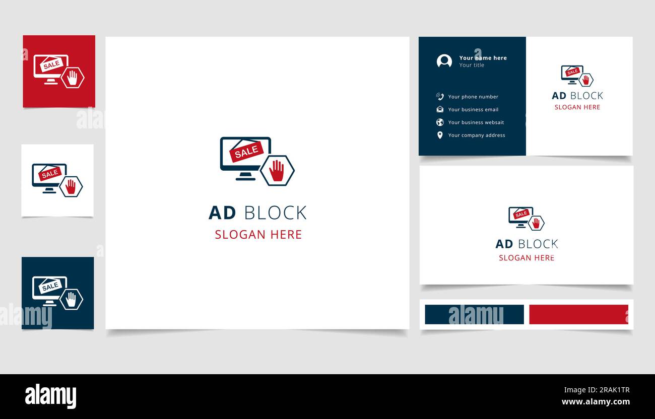 Ad block logo design with editable slogan. Branding book and business ...