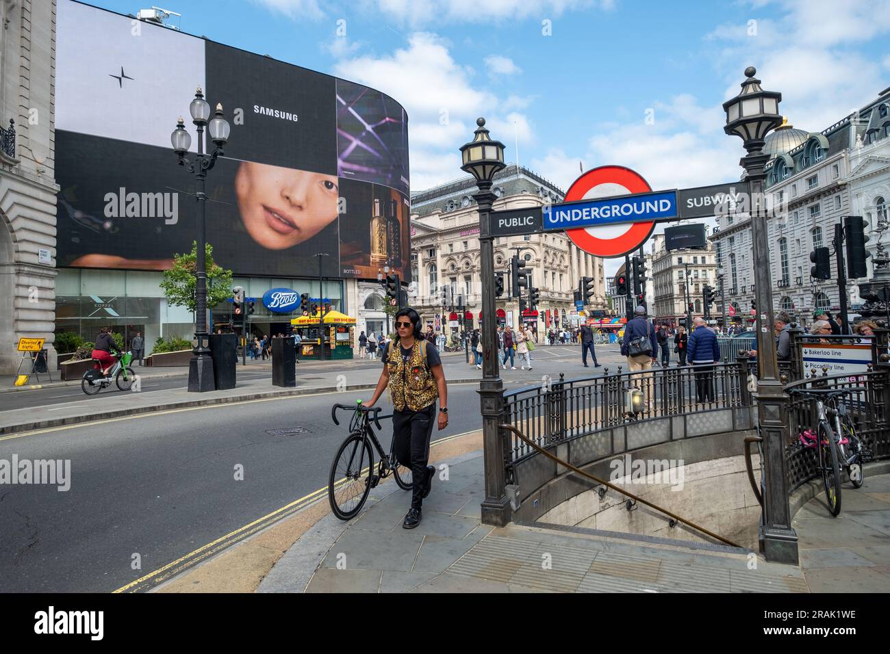 London- June 2023: Piccadilly Circus London street scene, a world ...