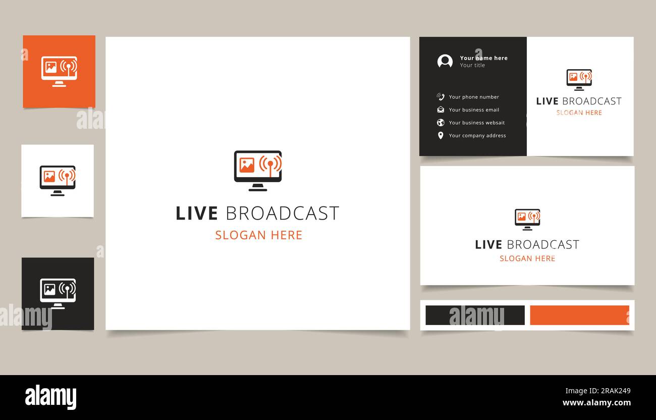 Live broadcast logo design with editable slogan. Branding book and ...