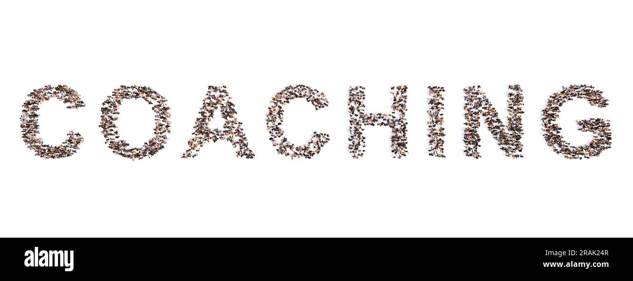 Concept conceptual large community of people forming the word COACHING ...