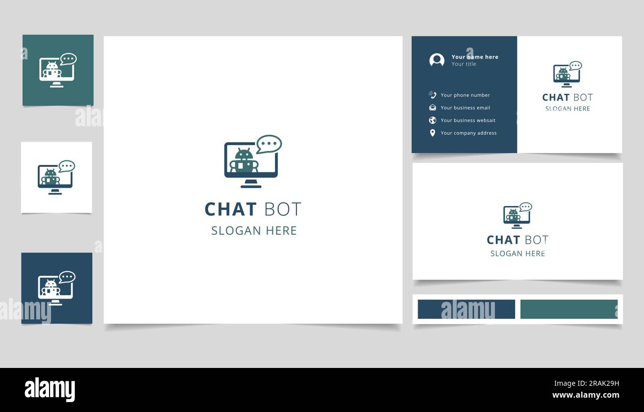 Chat bot logo design with editable slogan. Branding book and business ...