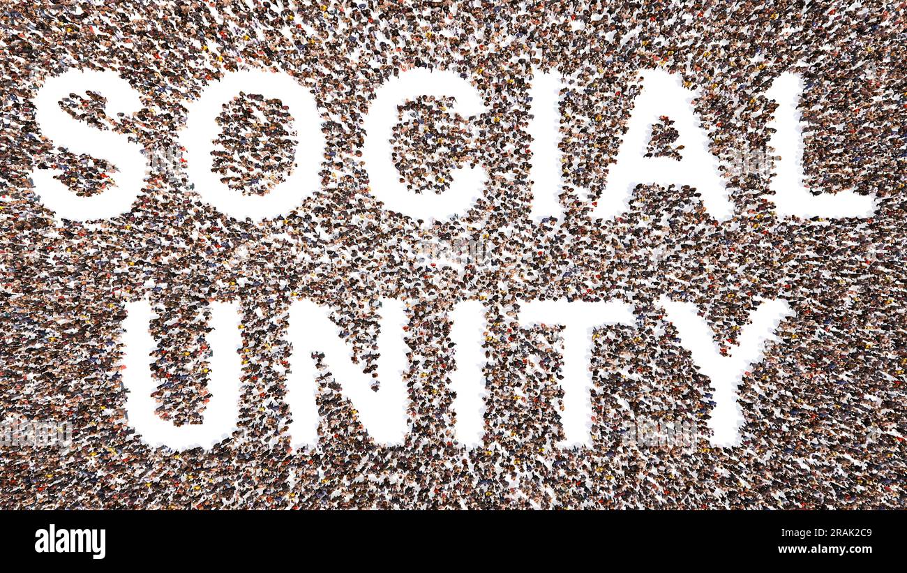 Concept conceptual large community of people forming SOCIAL UNITY ...