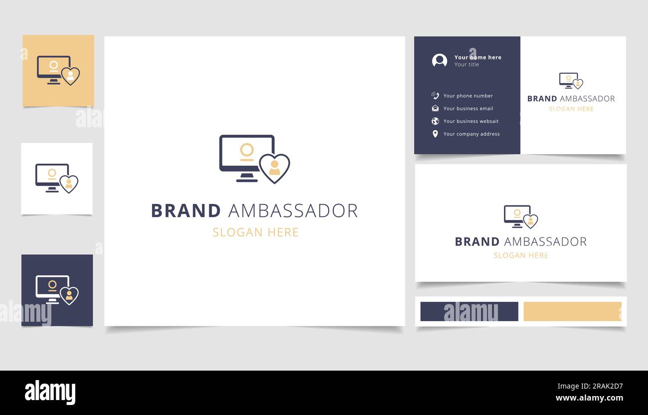 Brand ambassador logo design with editable slogan. Branding book and ...