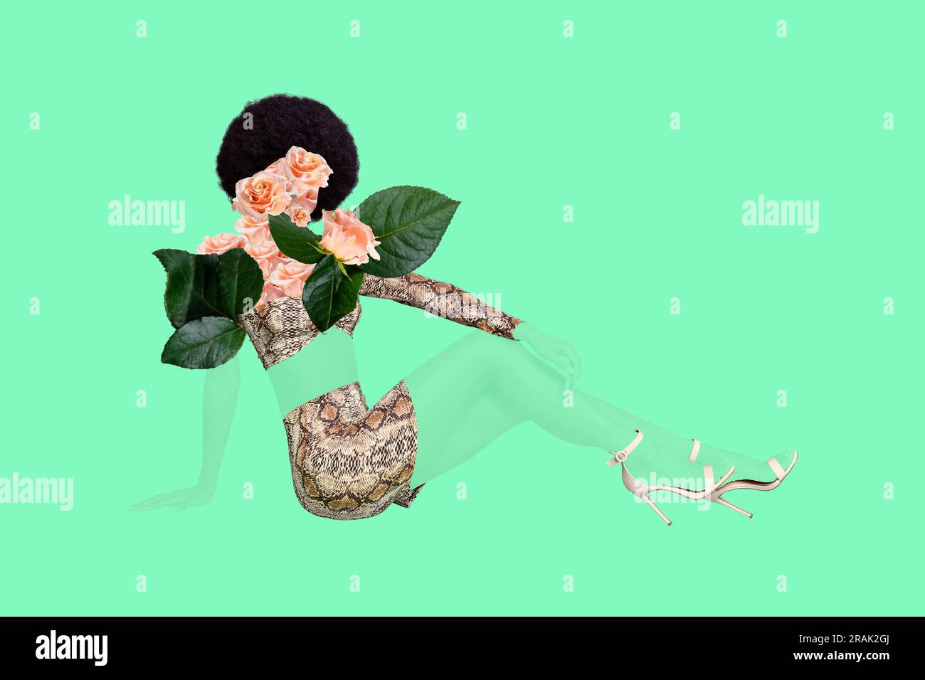 Vertical creative photo collage of invisible woman sit wear sneak skin ...