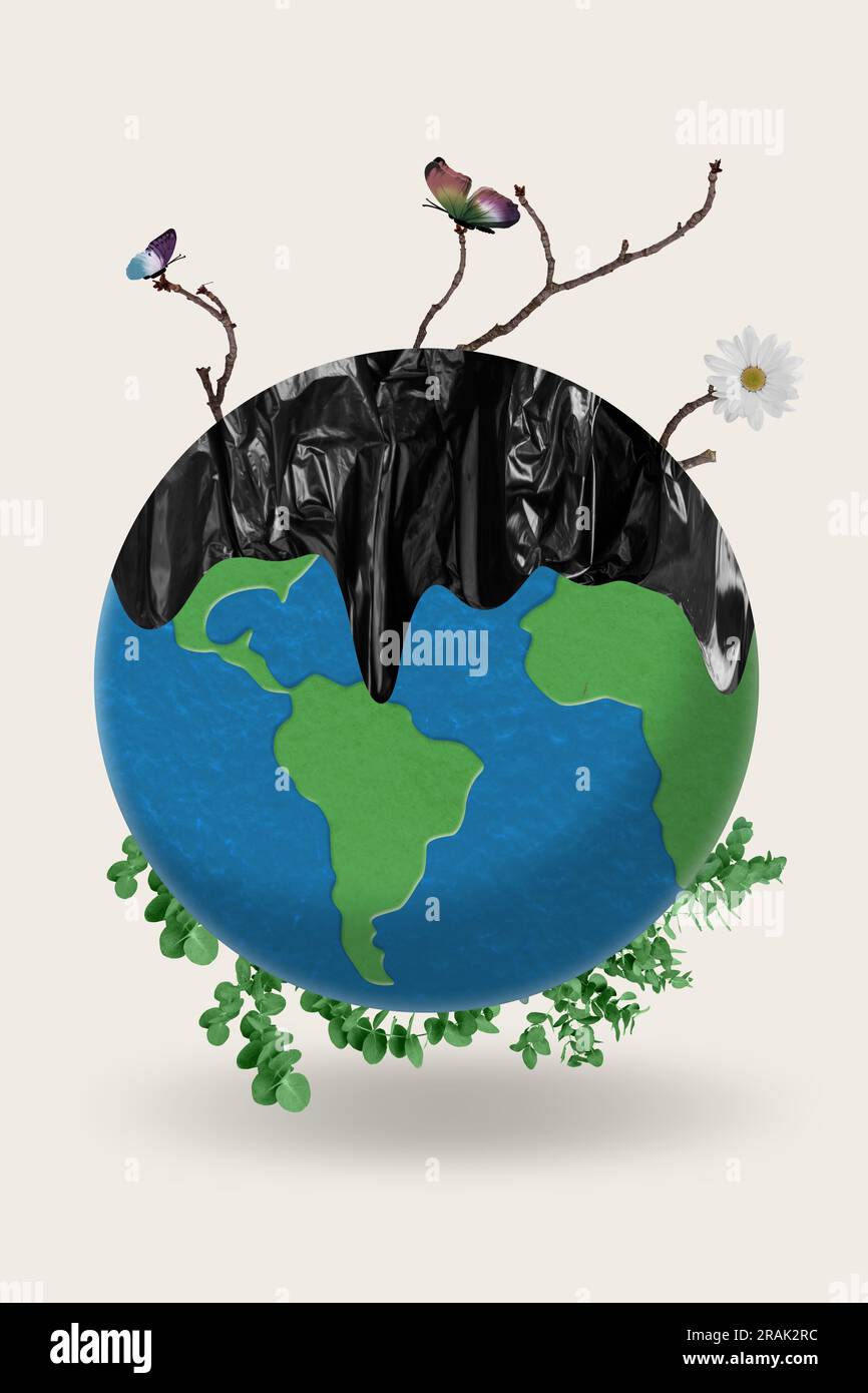 Magazine creative template collage of earth have ecological catastrophe ...