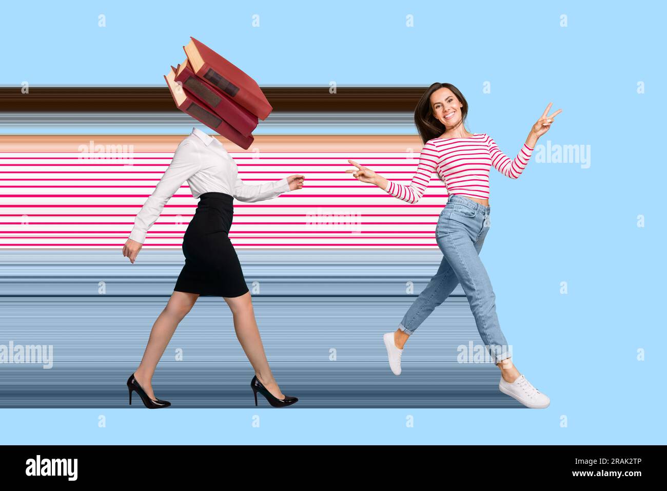 Magazine template collage of two people competition race knowledge ...