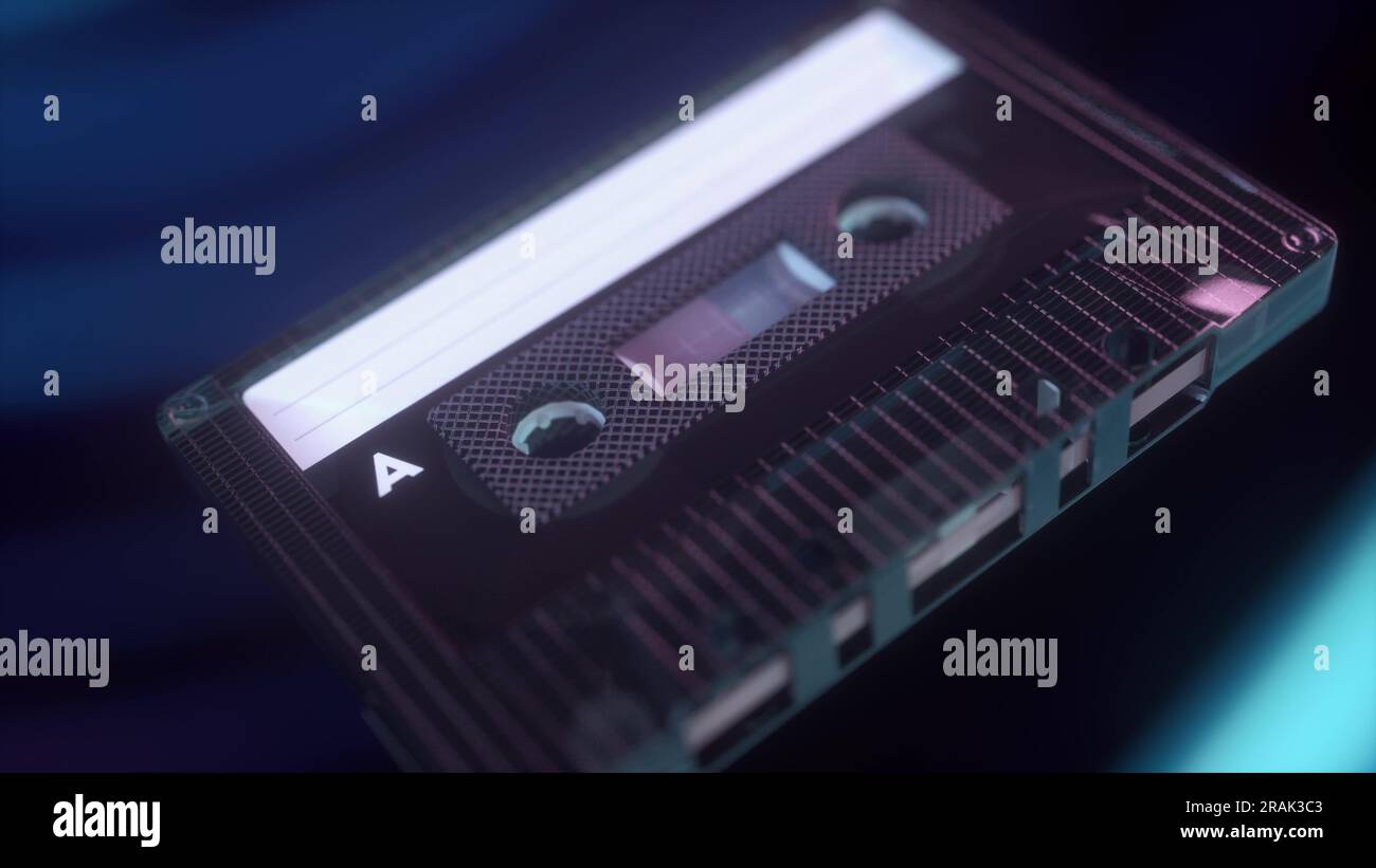 Radio tape recorder, audio cassette. Retro music concept. 3d ...