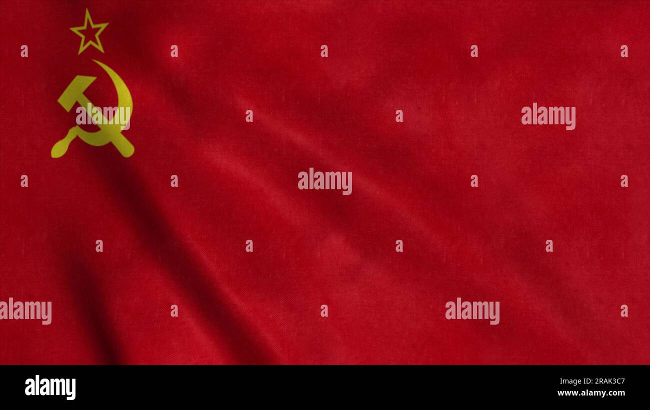 Soviet union USSR flag waving in the wind. Union of Soviet Socialist Republics USSR flag ...