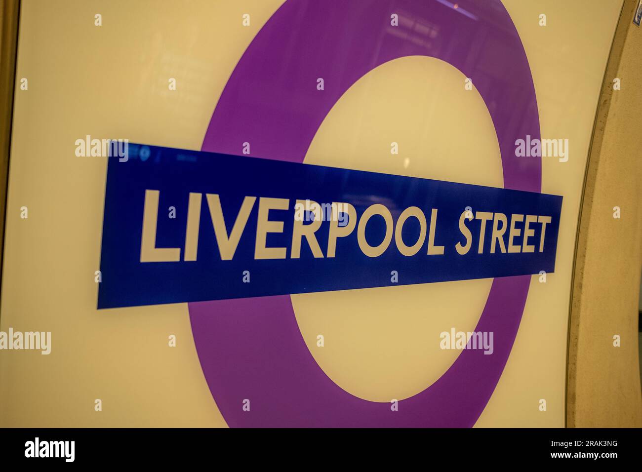 London- June 2023: Liverpool Street Elizabeth Line Underground station ...