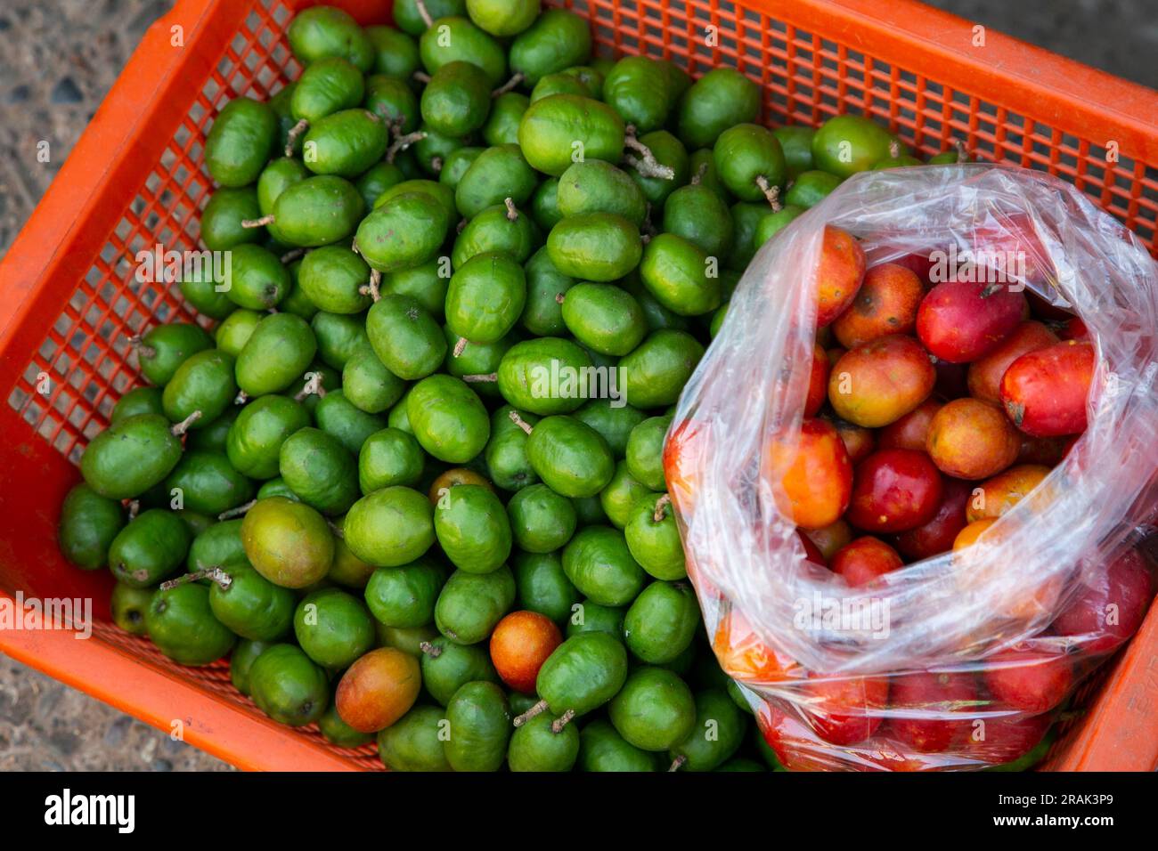 Variety of Peruvian mango from the Peruvian jungle area in a market in ...