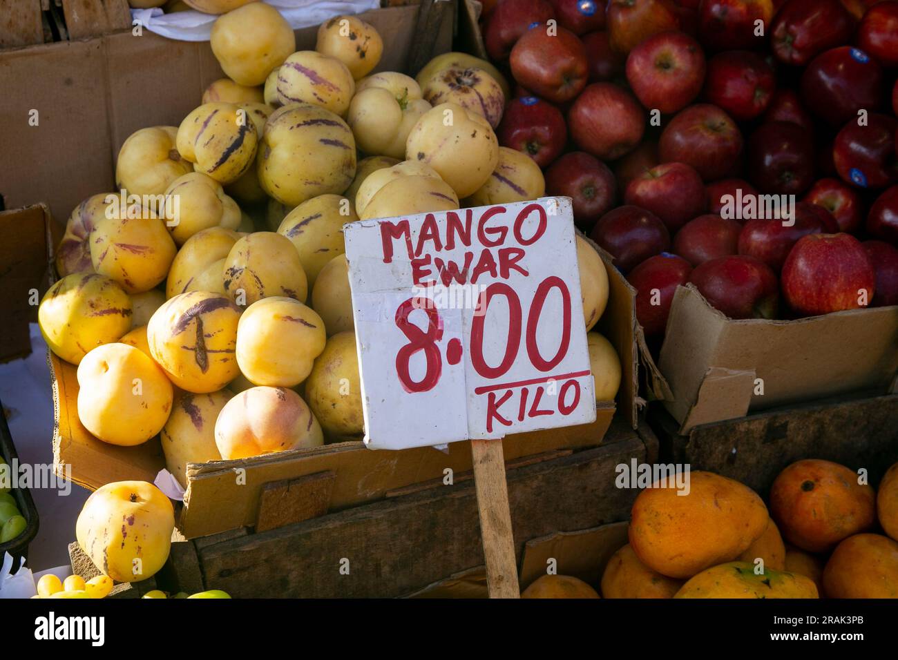 Variety of Peruvian mango from the Peruvian jungle area in a market in ...