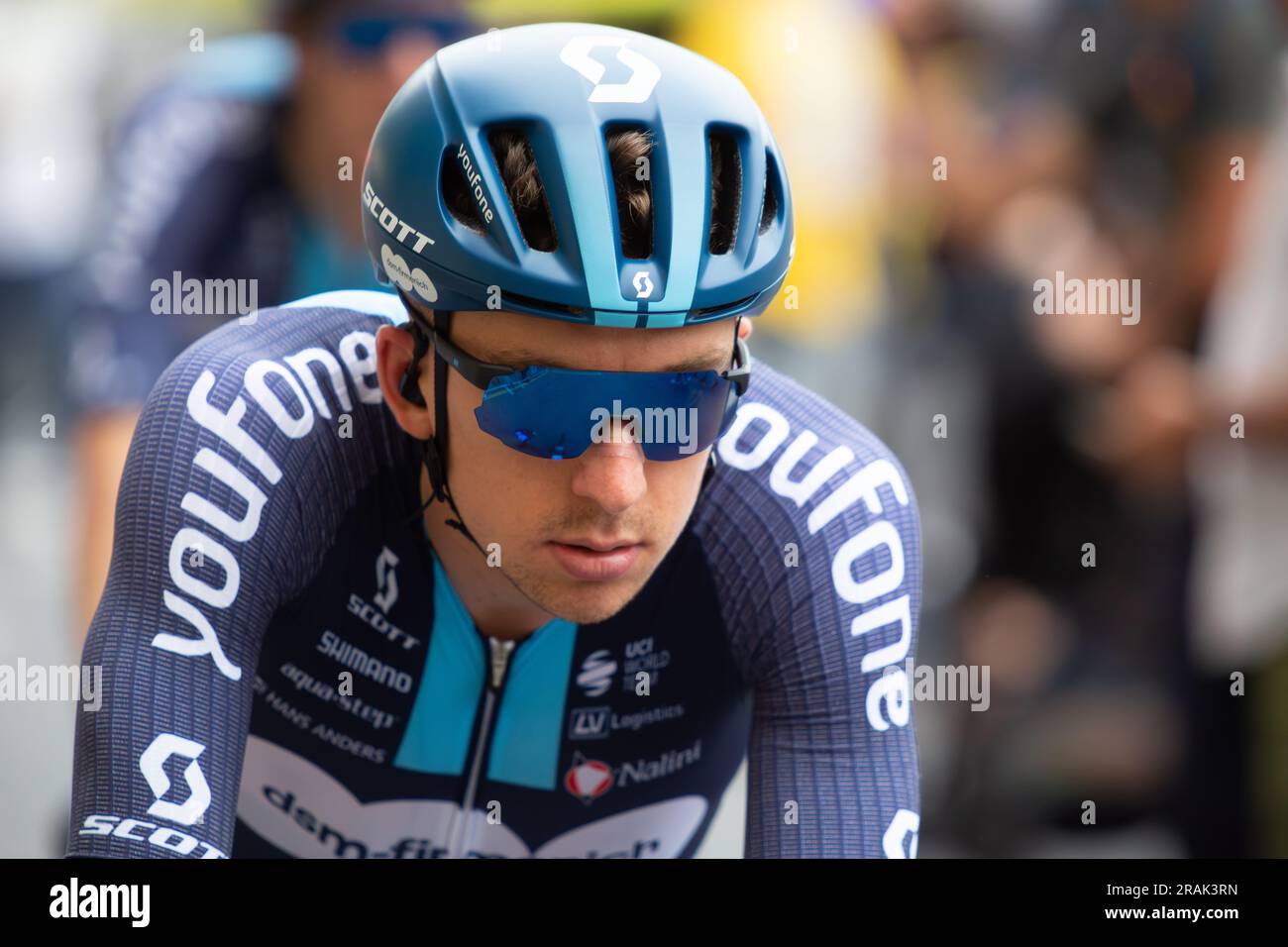 Bilbao, Spain - July 1, 2023: The cyclist MATTHEW DINHAM, from the DSM ...