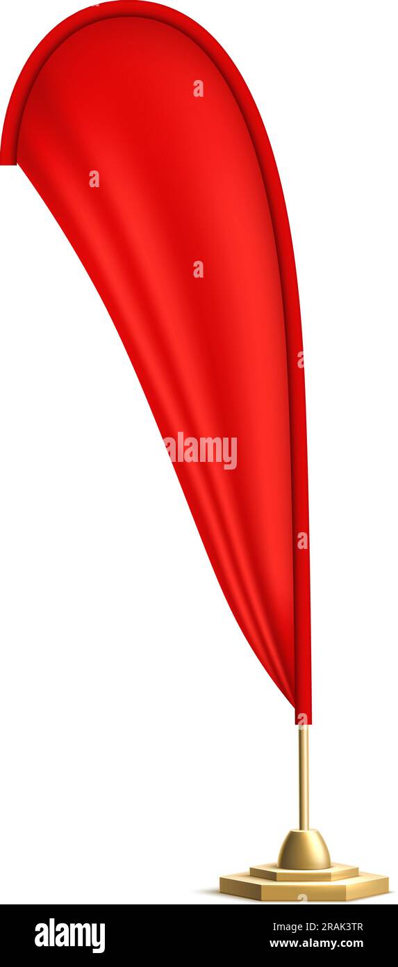 Red teardrop flag. Street advertising banner mockup Stock Vector Image ...