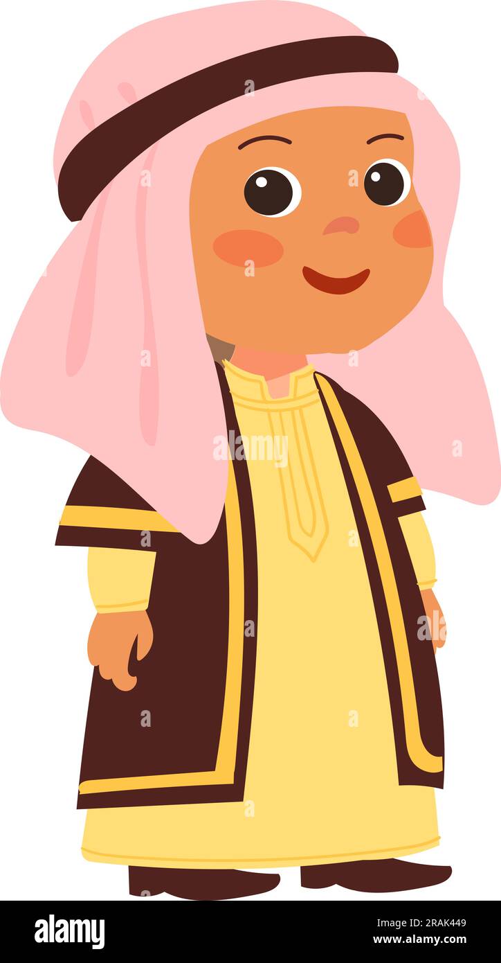 Saudi arab kid. Boy wearing traditional islamic clothes Stock Vector ...