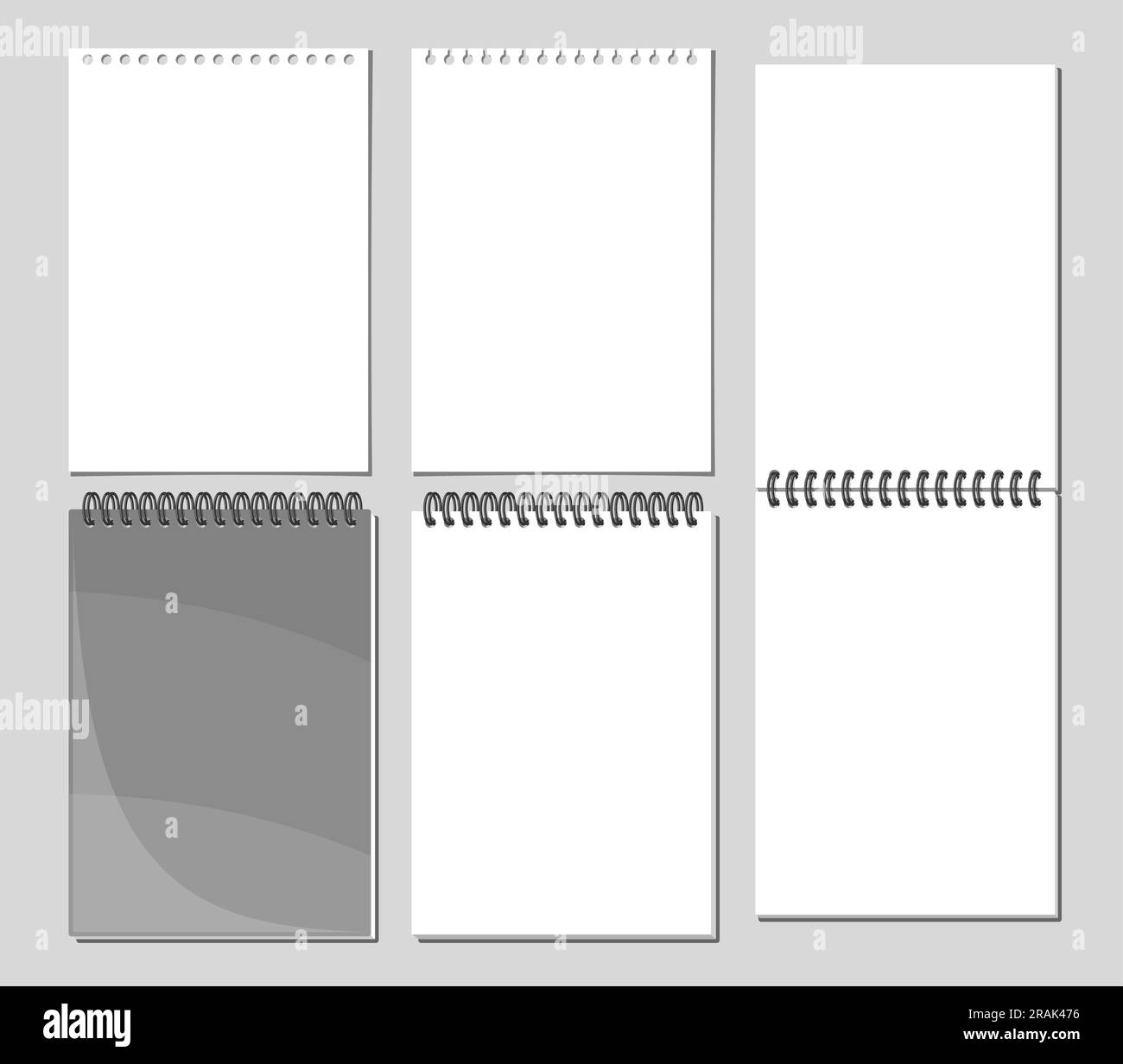 Vector Notepad Set, collection of 5 cut out illustrations of variety ...