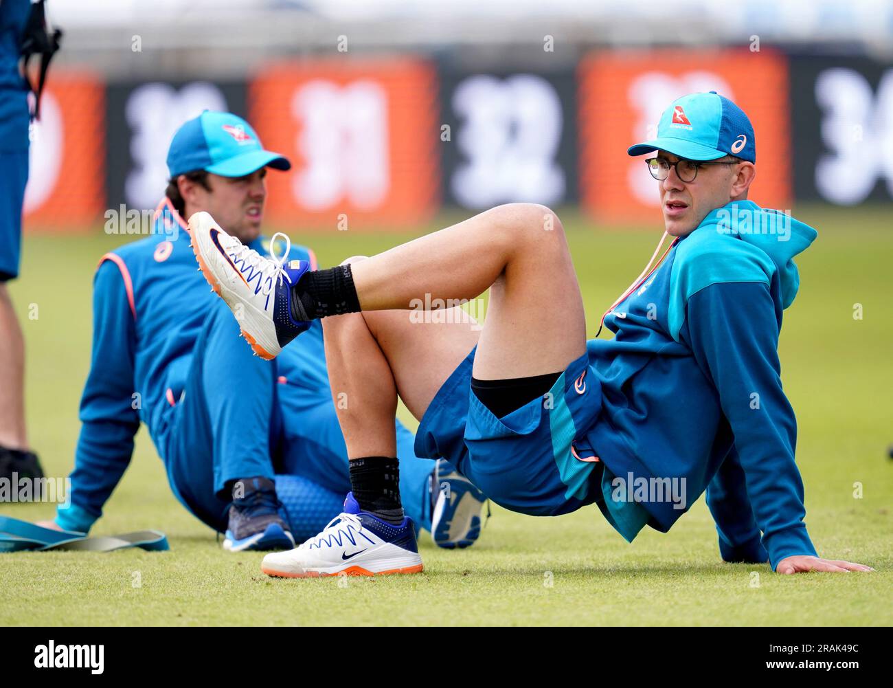 Australia's Todd Murphy (right) during a nets session at Headingley ...