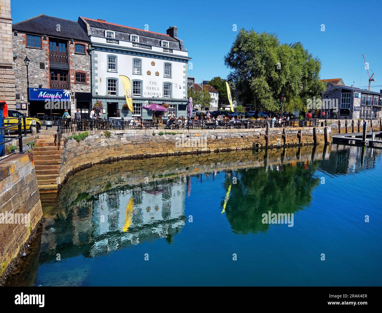 UK, Devon, Plymouth, The Barbican, Sutton Harbour and The Three Crowns ...