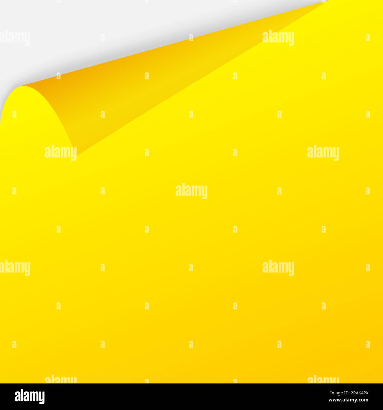 Yellow paper square with realistic shadow page turn Stock Vector Image ...