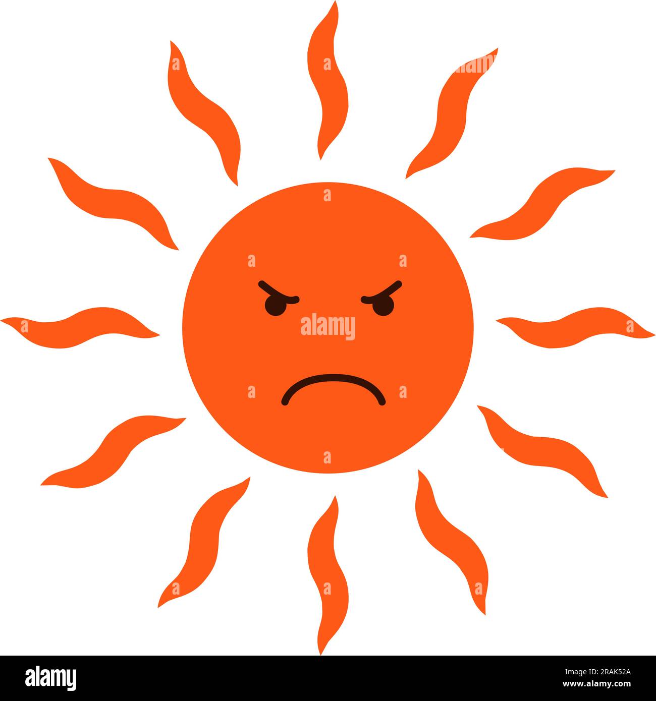 Angry sun emoji. Red face with danger light rays Stock Vector Image & Art - Alamy