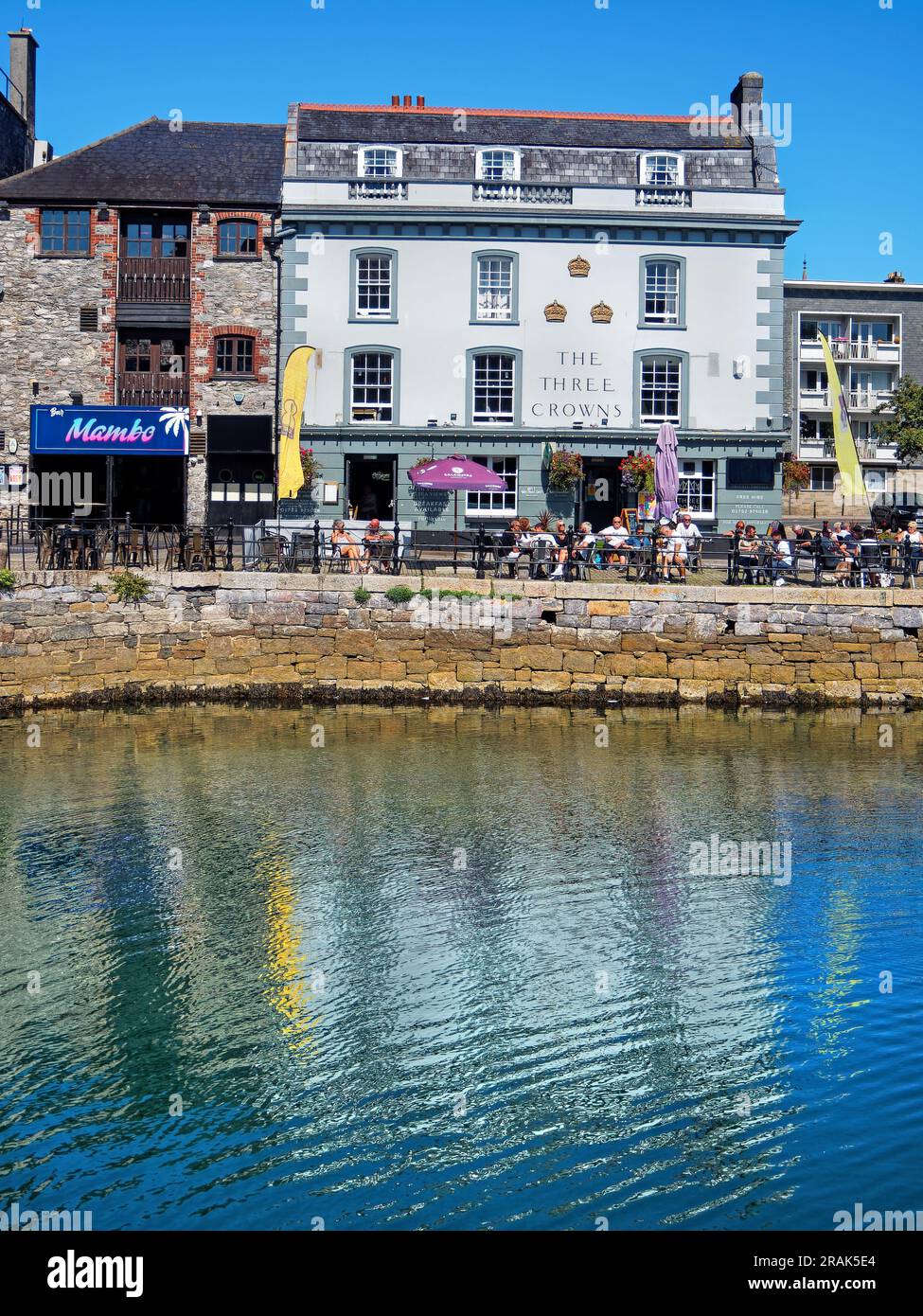 UK, Devon, Plymouth, The Barbican, Sutton Harbour and The Three Crowns ...
