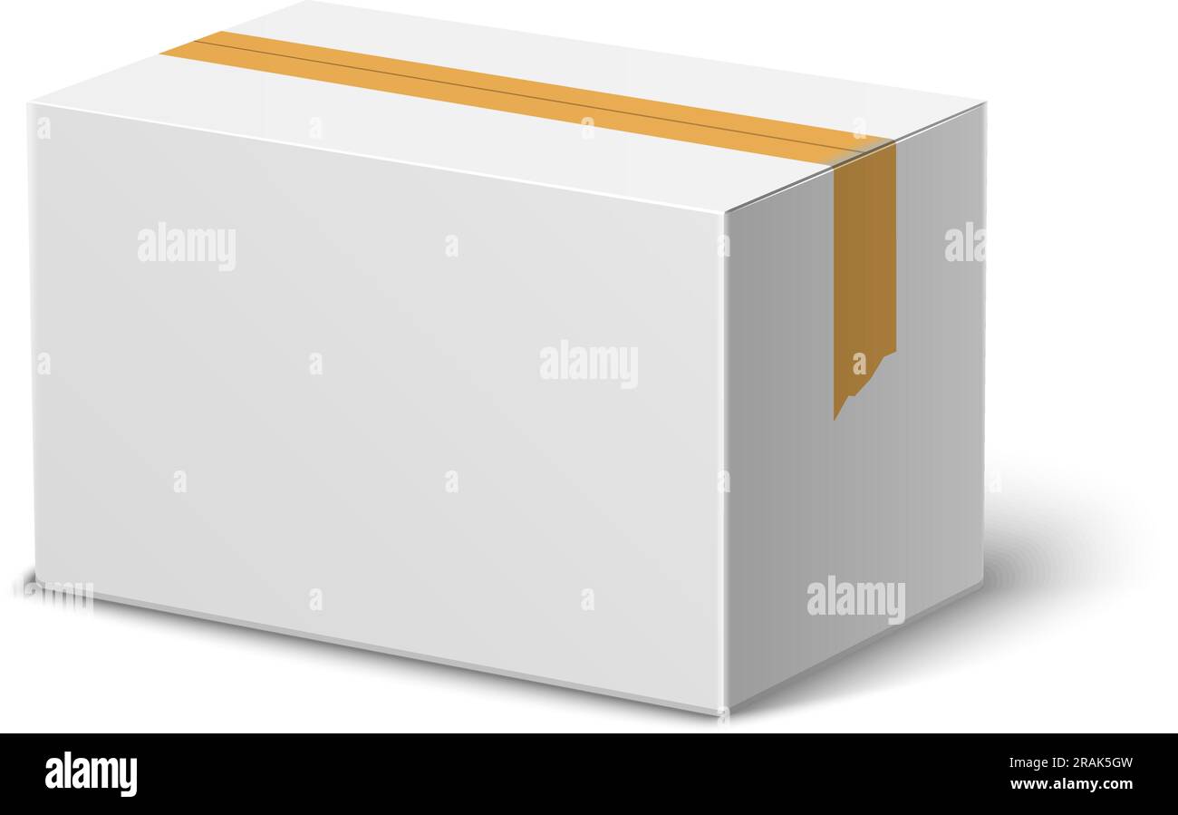 Cardboard box mockup. White blank closed package Stock Vector Image ...
