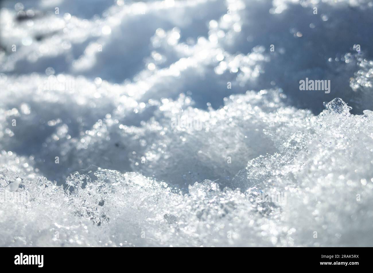 Close-up of snow ice, with intricate patterns and textures. The crisp ...