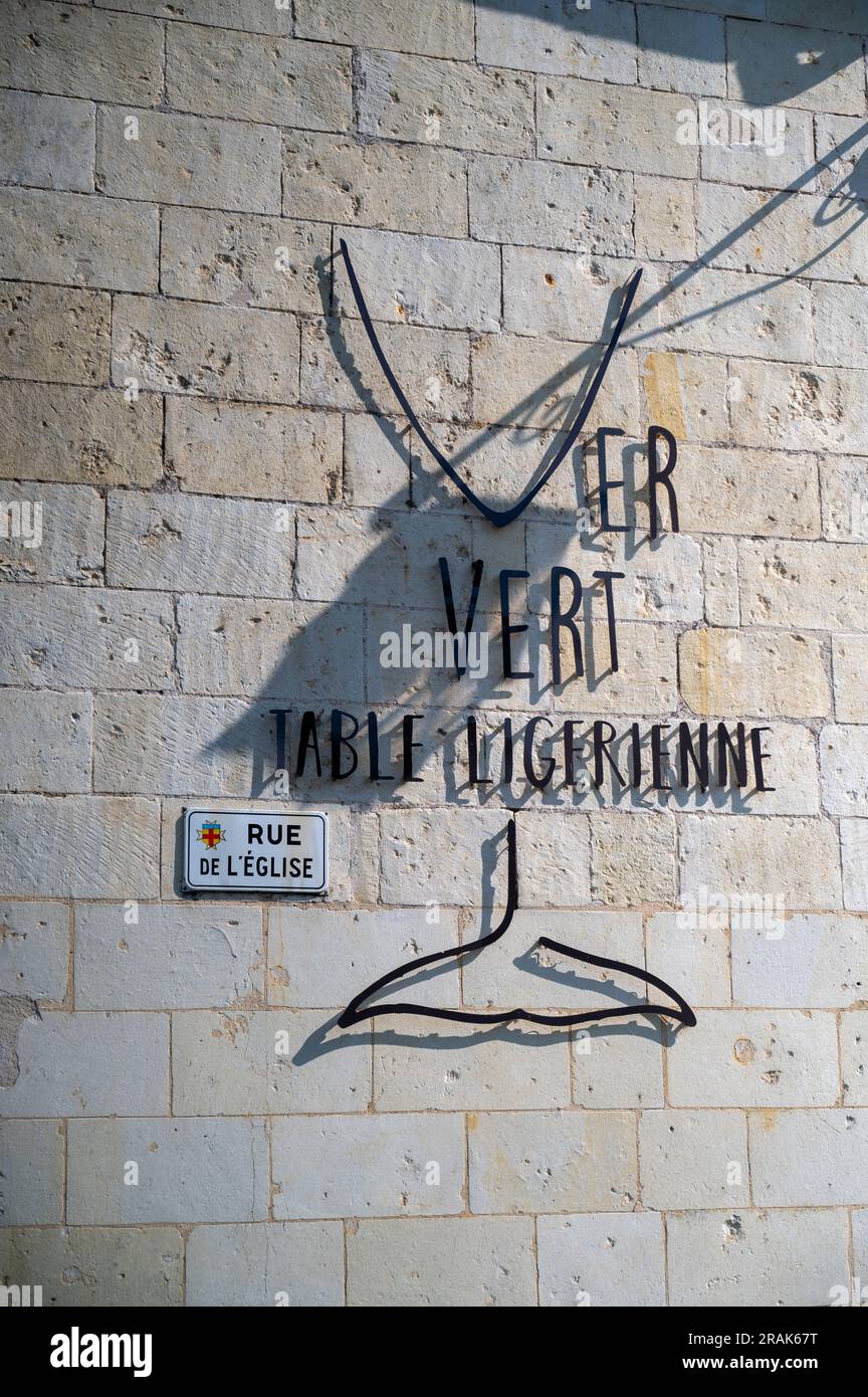 The sign on the wall of the Ver Vert table ligerienne in the Rue De L ...