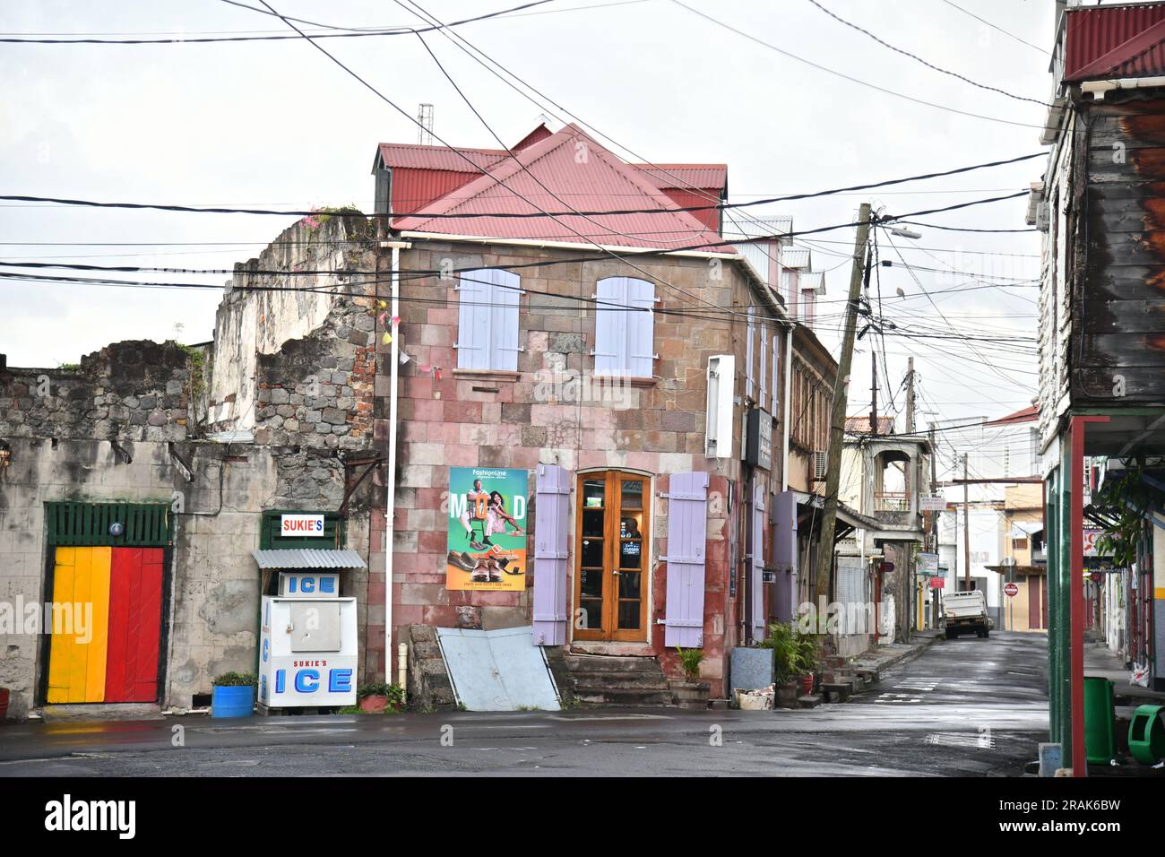 Commonwealth of Dominica colonial style architecture Stock Photo - Alamy
