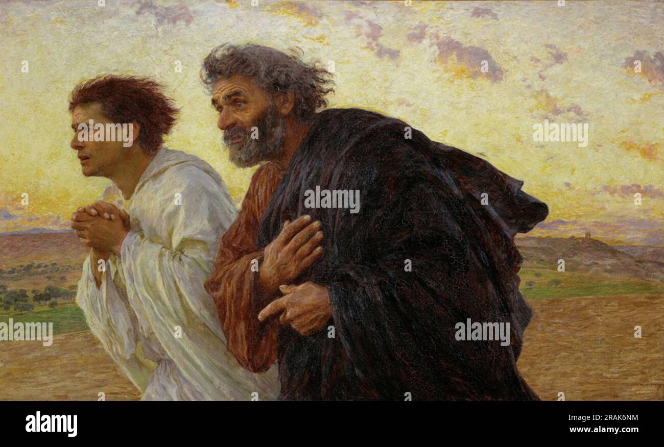 the Disciples Peter and John Running to the Tomb on the Morning of the ...