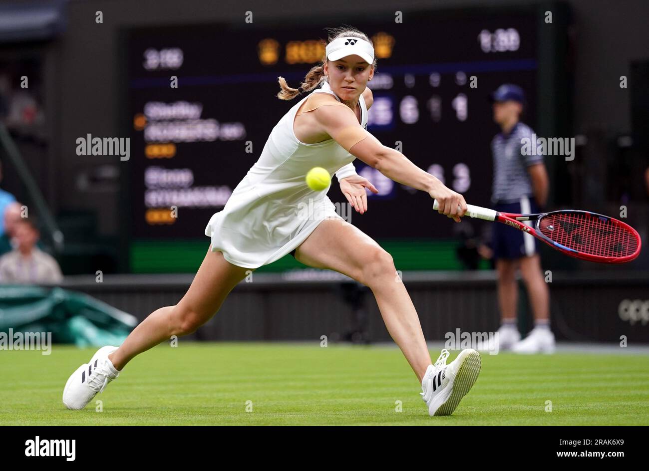 Elena Rybakina in action against Shelby Rogers (not pictured) on day ...