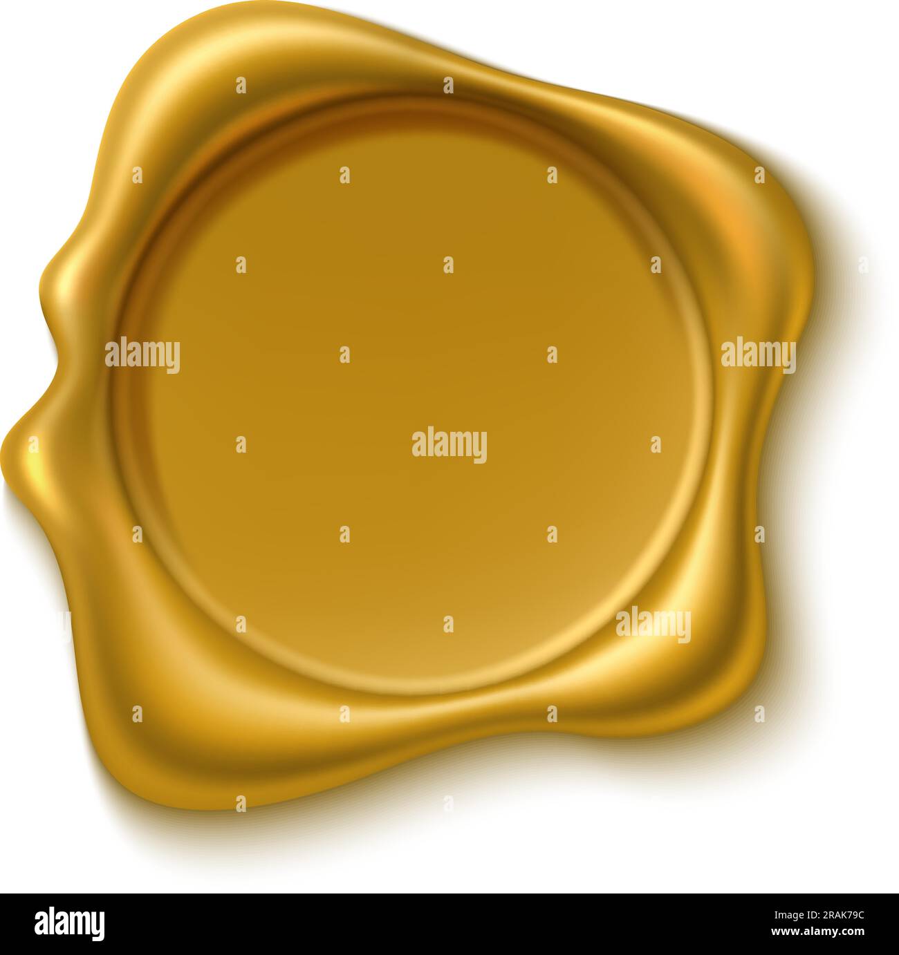 Golden wax seal. Realistic blank emblem template Stock Vector Image ...