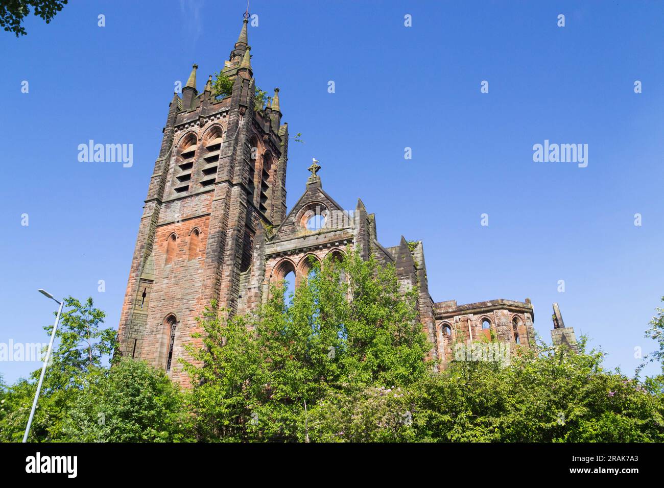 Derelict of Dundyvan Parish Church in Coatbridge, Scotland. Fire ...