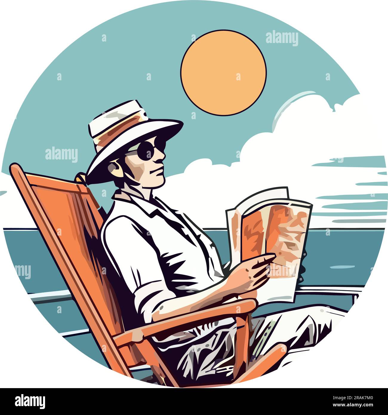 One person sitting, reading a book in beach Stock Vector Image & Art ...