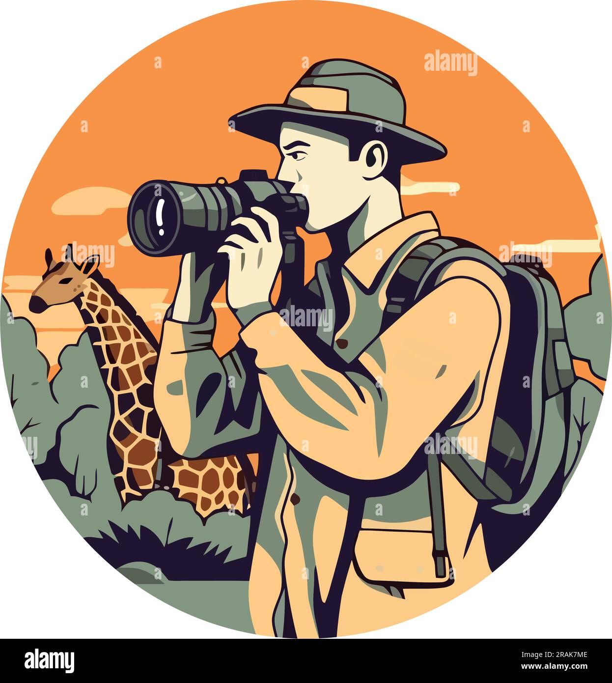 Explorer with backpack and camera in nature Stock Vector Image & Art ...