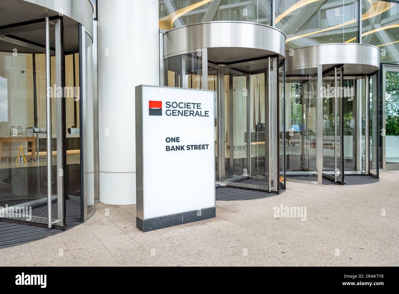 London- June 2023: Societe Generale or SocGen building in Canary Wharf ...