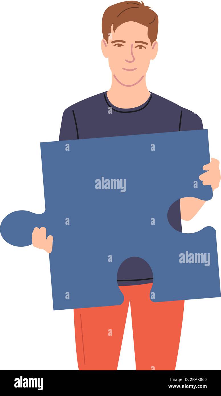 Man holding puzzle piece. Problem solving concept Stock Vector Image ...