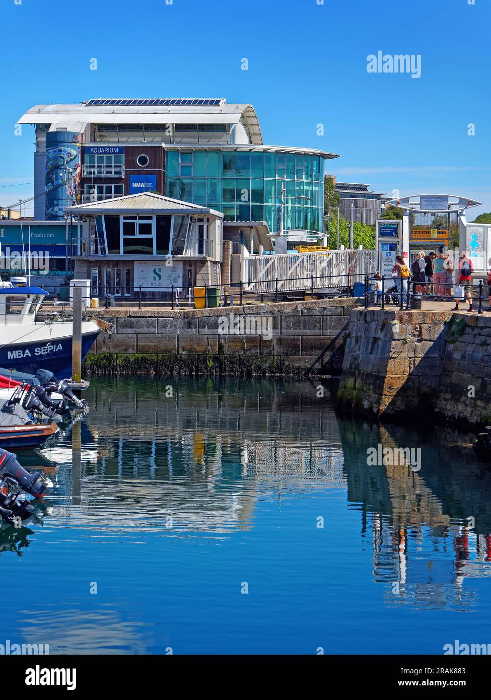 UK, Devon, Plymouth, The Barbican, Sutton Harbour and National Marine ...