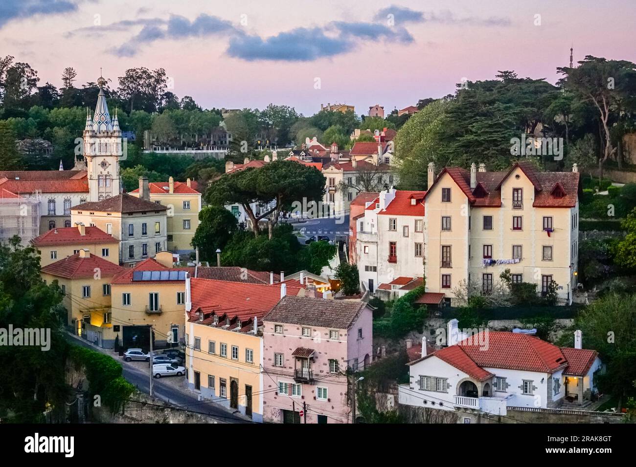 The historic town centre around the Camara Municipal de Sintra or town ...