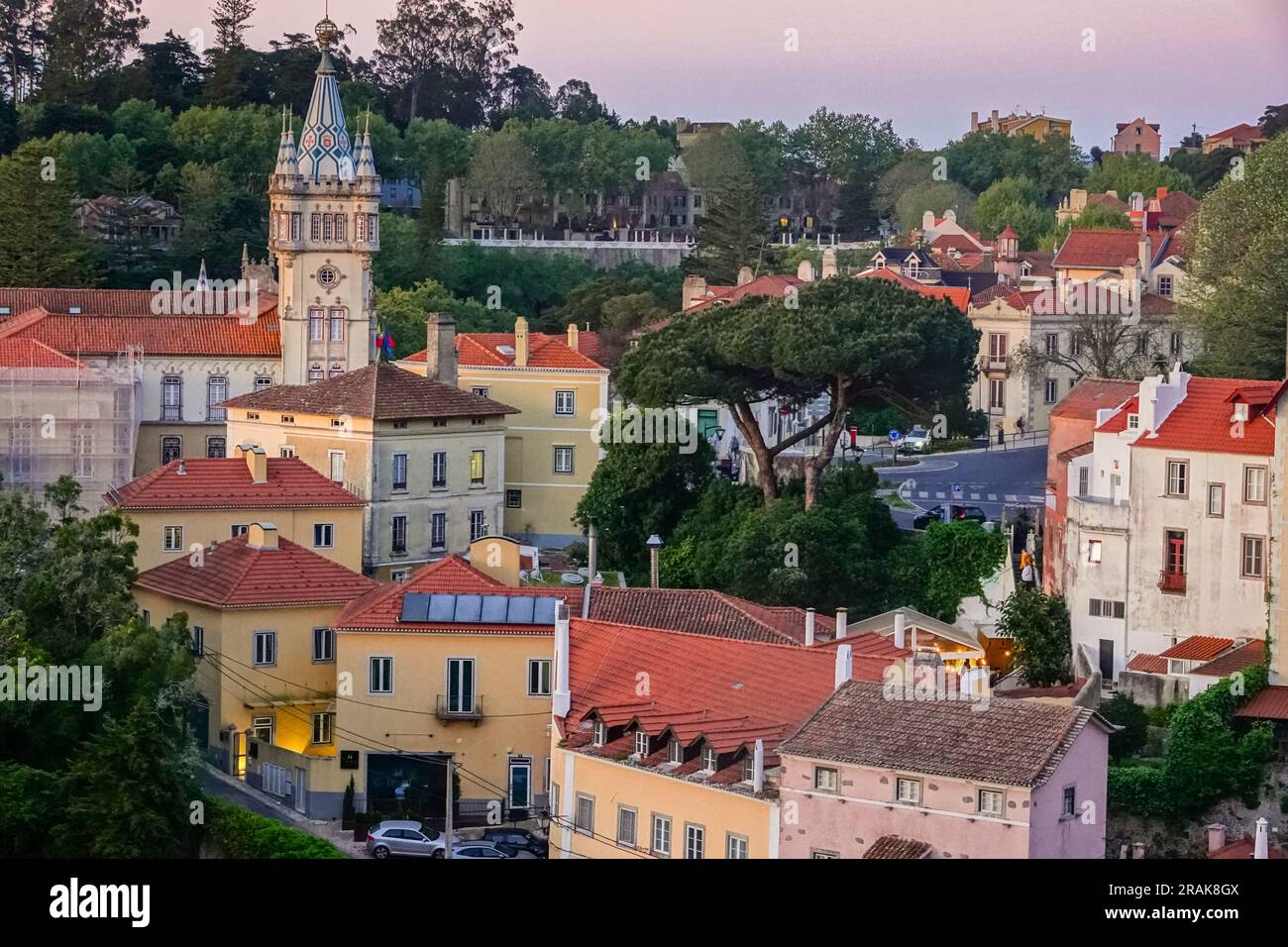 The historic town centre around the Camara Municipal de Sintra or town ...