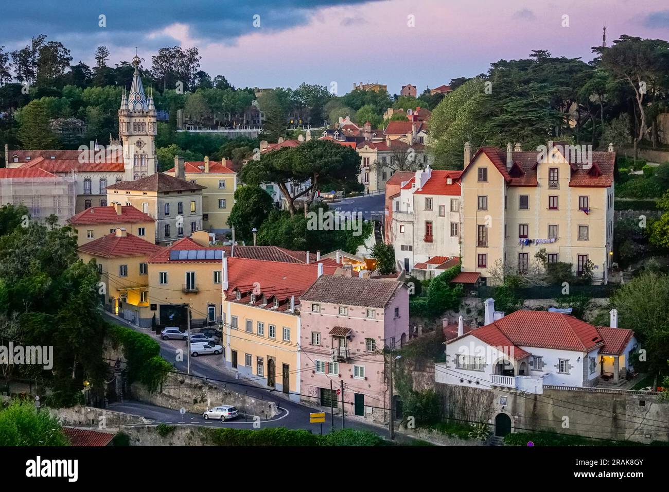 The historic town centre around the Camara Municipal de Sintra or town ...