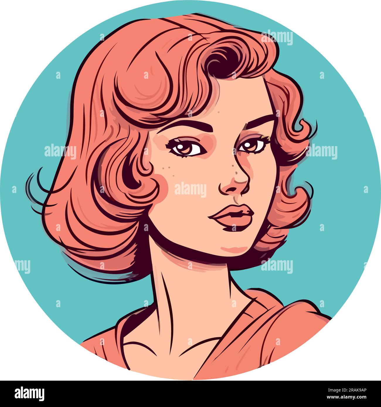 Cute cartoon female with curly brown hair Stock Vector Image & Art - Alamy