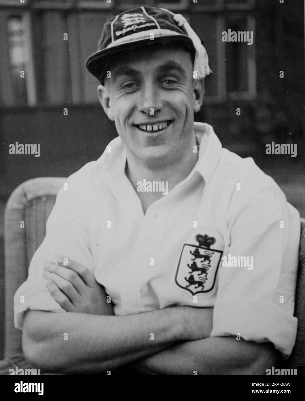Wolverhampton Wanderers footballer Billy Wright wearing his England cap ...