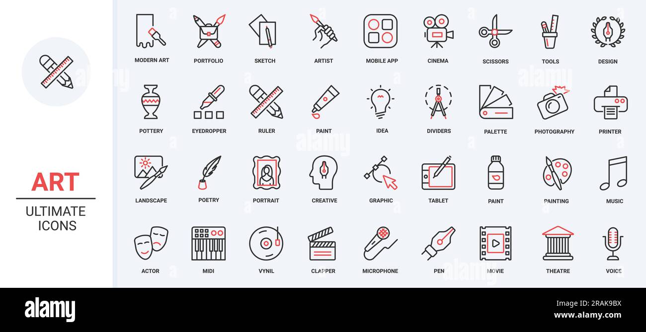 Collection of abstract artwork pictogram with music, theater, cinema movie media projects ...