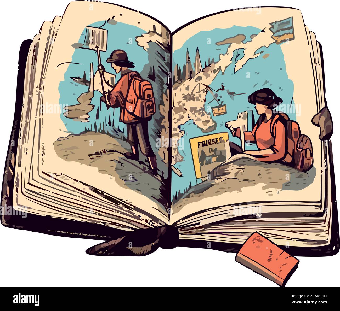 adventure and exploration book with people Stock Vector Image & Art - Alamy